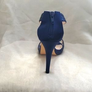 Caparros | Shoes | Caparros Navy Blue Satin Rhinstone Size 8b Heels ...